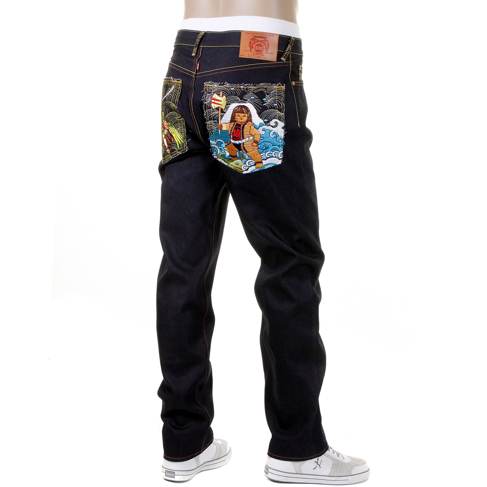 RMC JEANS SLIM FIT EMBROIDERED GENIUS HERO MOMOTARO2 DARK INDIGO RAW ...