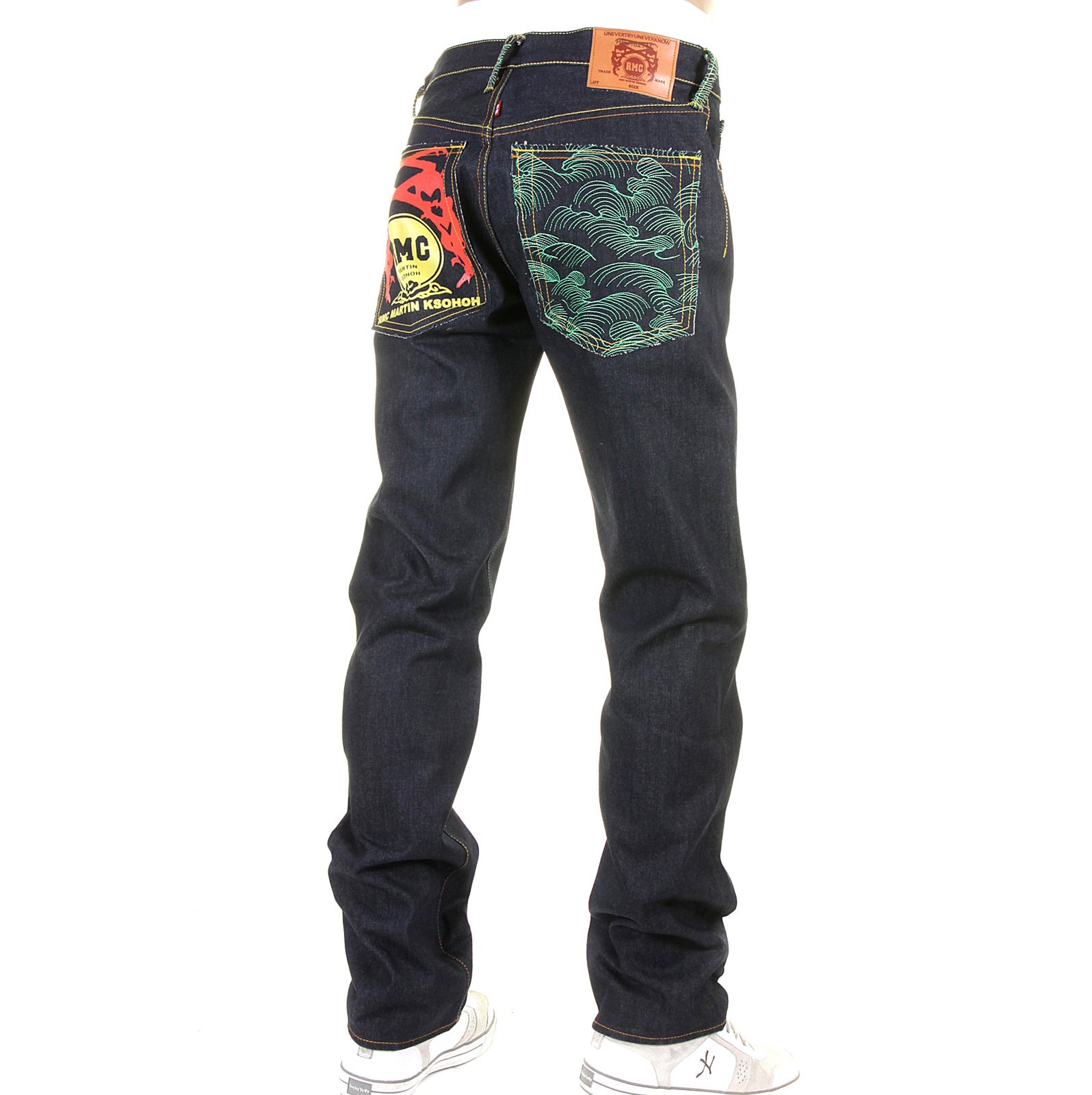 RMC JEANS DARK INDIGO GENUINE 1001 MODEL TSUNAMI WAVE EMBROIDERED ...
