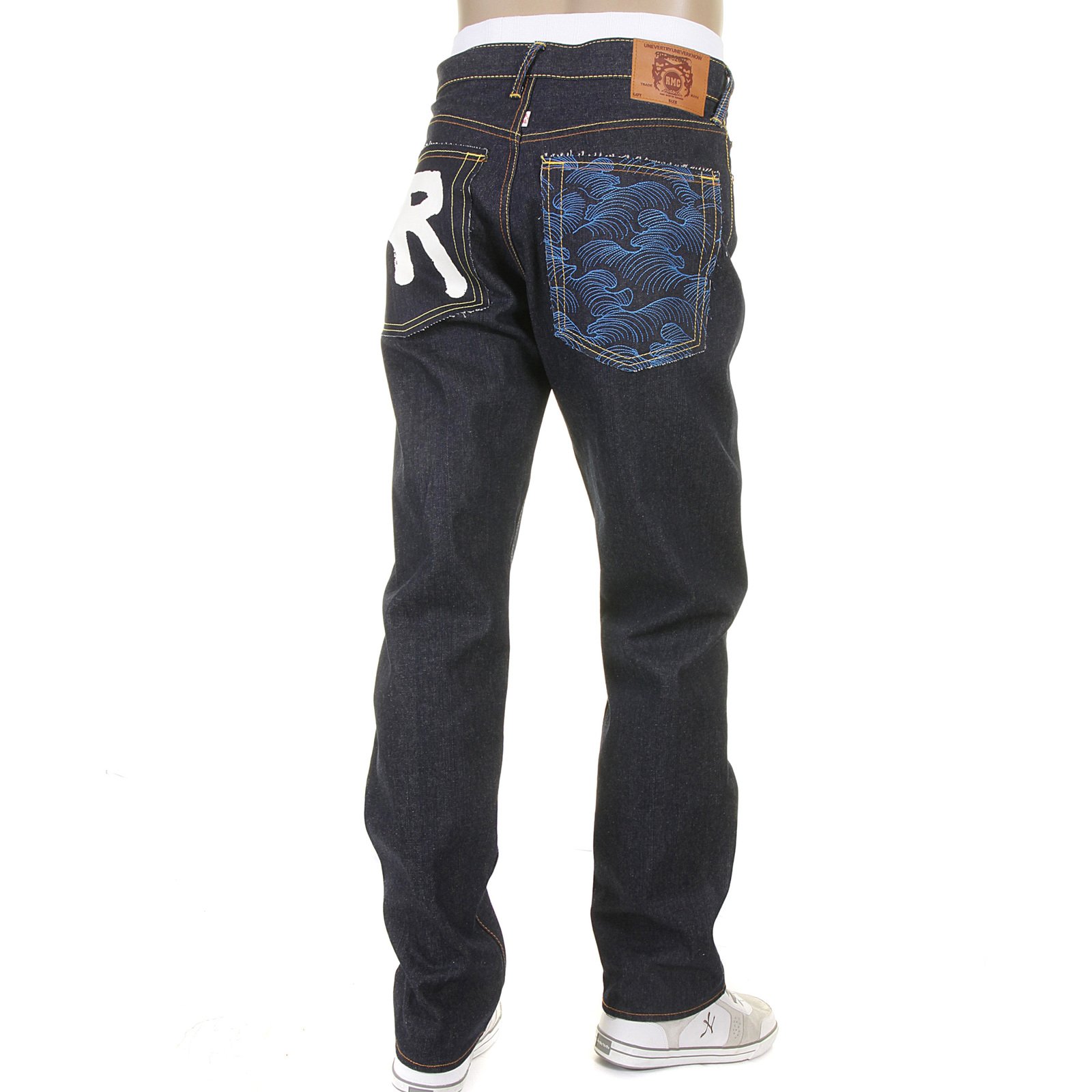 RMC JEANS DARK INDIGO 1001 MODEL SLIMMER CUT 888 RAW DENIM JEANS WITH R ...