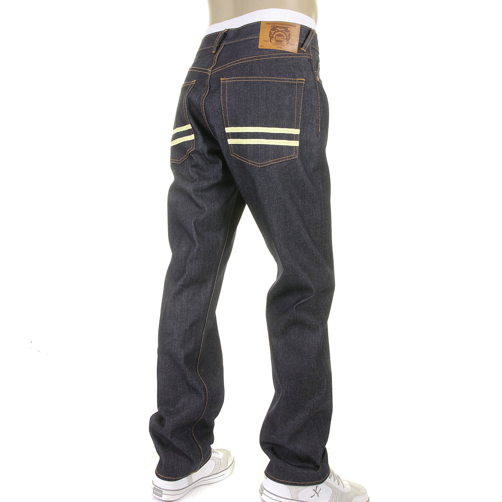RMC JEANS HAND PAINTED OFF WHITE DARK INDIGO SLIM FIT 1001 MODEL ...