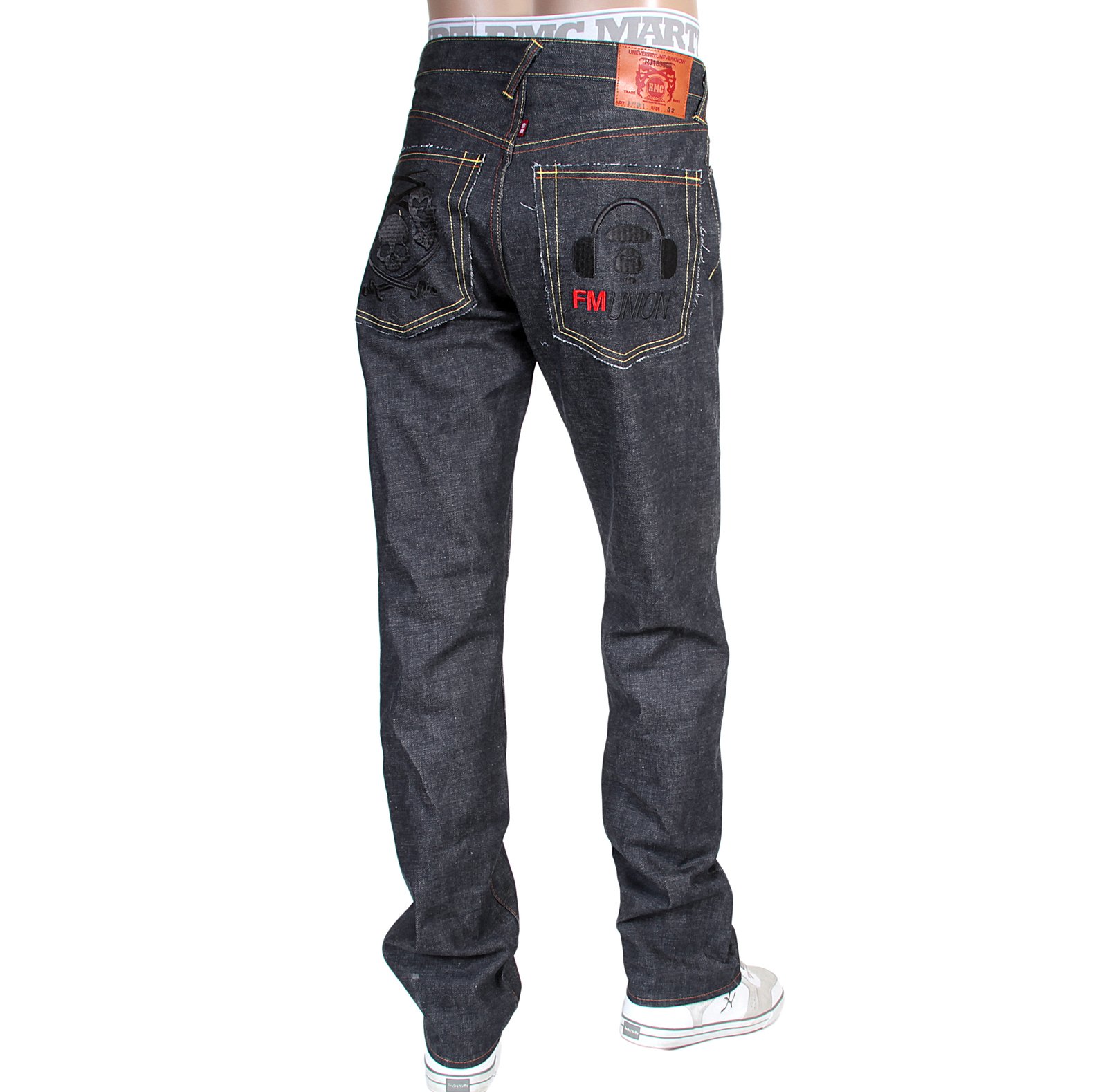 RMC X 4A VERSION MENS INDIGO RAW SELVEDGE 1001 LIKE BLACK MONSTER RIDER ...